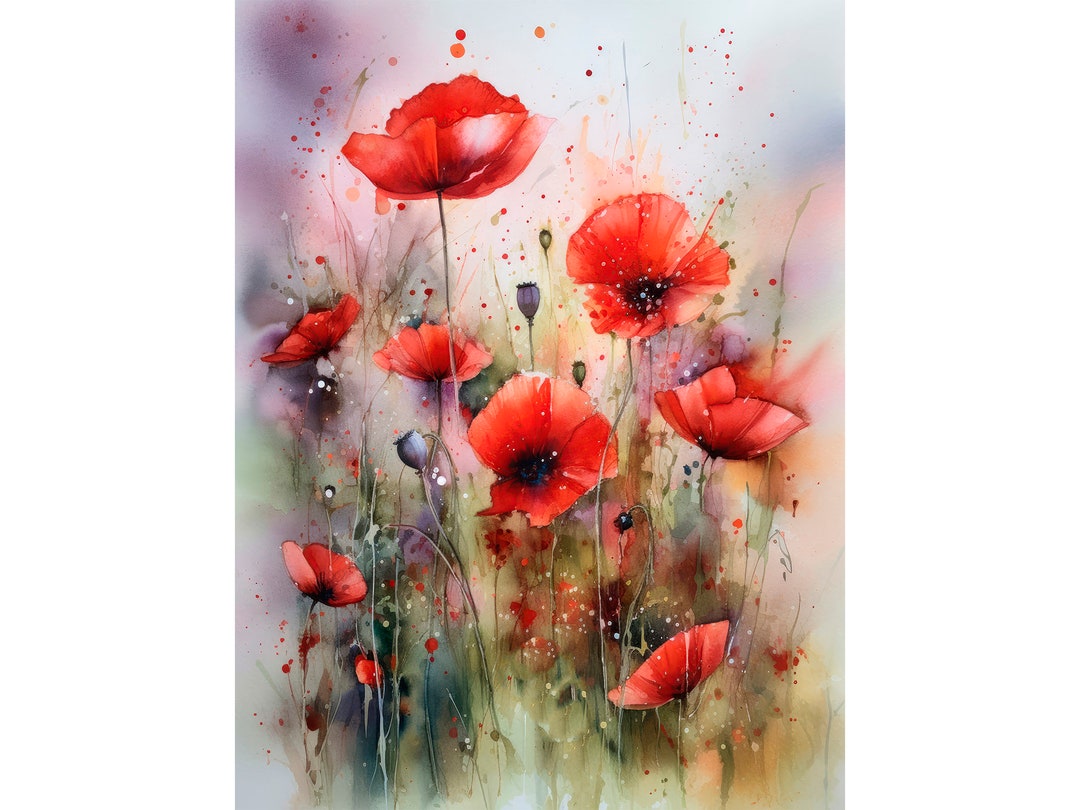 Red Poppy Watercolor Art Print Floral Artwork Flowers Watercolor Art - Etsy