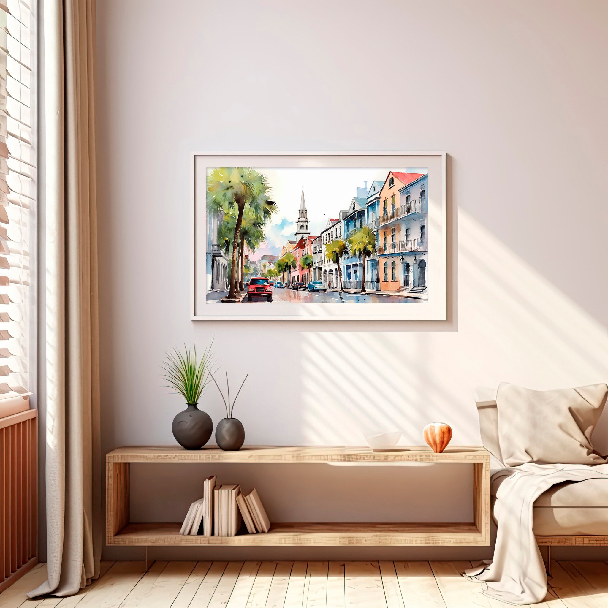Charleston Watercolor Print Cityscape Art Painting Urban Landscape Wall ...
