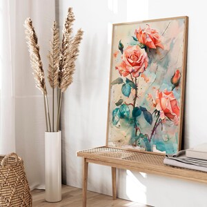 Rose Painting Spring Flowers Watercolor Art Print Floral Wall Decor ...