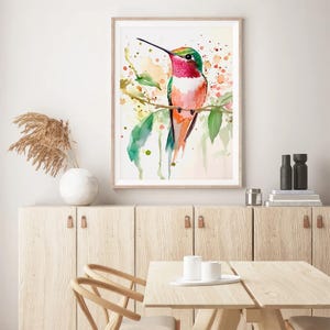 Hummingbird Watercolor Art Print Small Birds Watercolor Painting ...