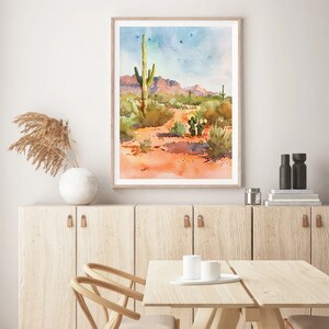 Sedona Arizona Painting Arizona Landscape Watercolor Art Cactus Wall ...