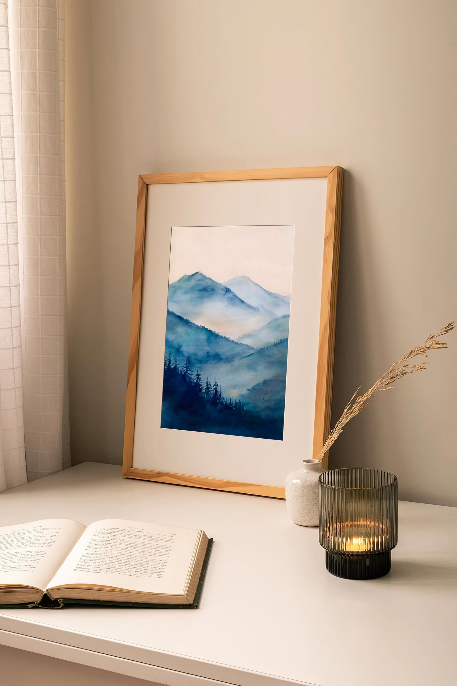 Blue Ridge Landscape Watercolor Art Print Mountains Watercolor Art ...