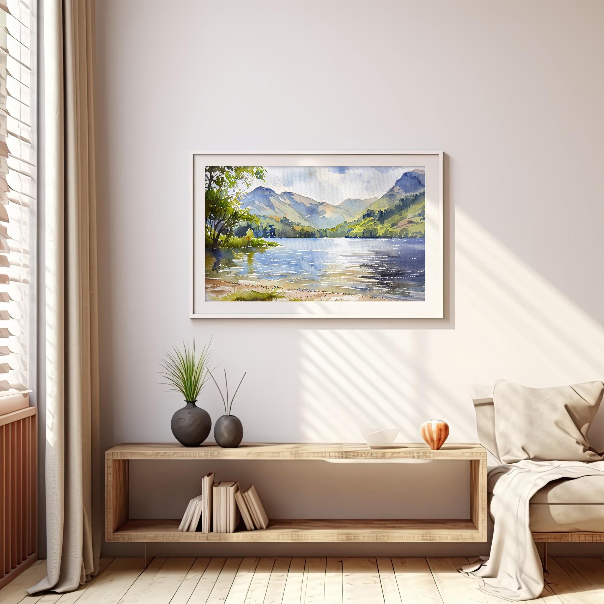 Lake Windermere Watercolor Painting Lake District Landscape Art Print ...