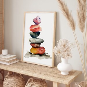 Balancing Stones Watercolor Art Print Meditation Wall Art Yoga Art ...