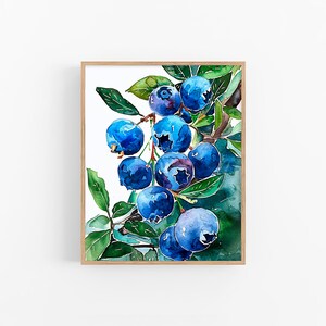 Blueberry Watercolor Painting Berry Art Print Floral Wall Art Print ...