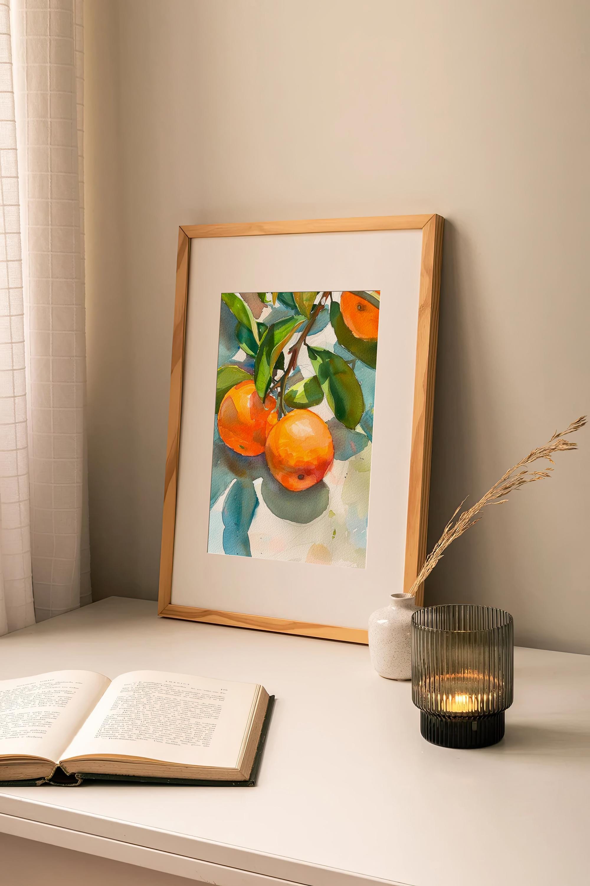Orange Fruit Watercolor Art Print Citrus Watercolor Painting Kitchen ...