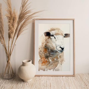 Sheep Watercolor Painting Farm Animals Watercolor Art Print Rustic Wall ...