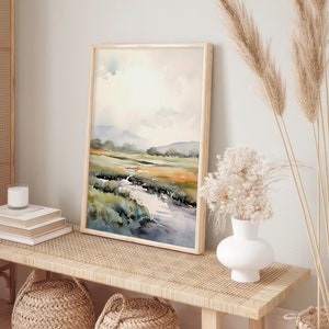 Ireland Fields Watercolor Art Print Irish Countryside Landscape ...