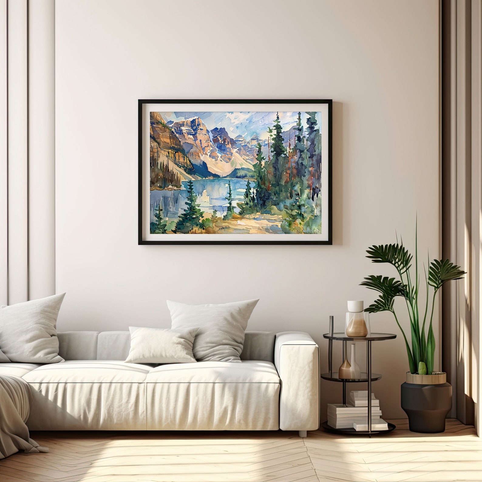 Jasper National Park Watercolor Art Print Canada Landscape Watercolor ...