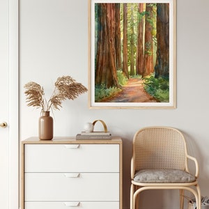 Redwood National Park Watercolor Art Print California Landscape ...