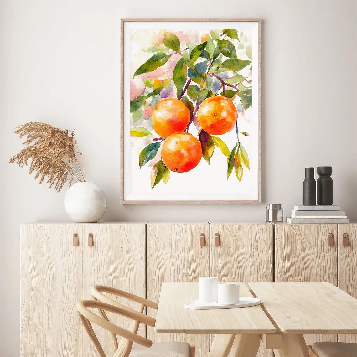 Orange Tree Watercolor Print Citrus Fruit Wall Art Kitchen Decor ...