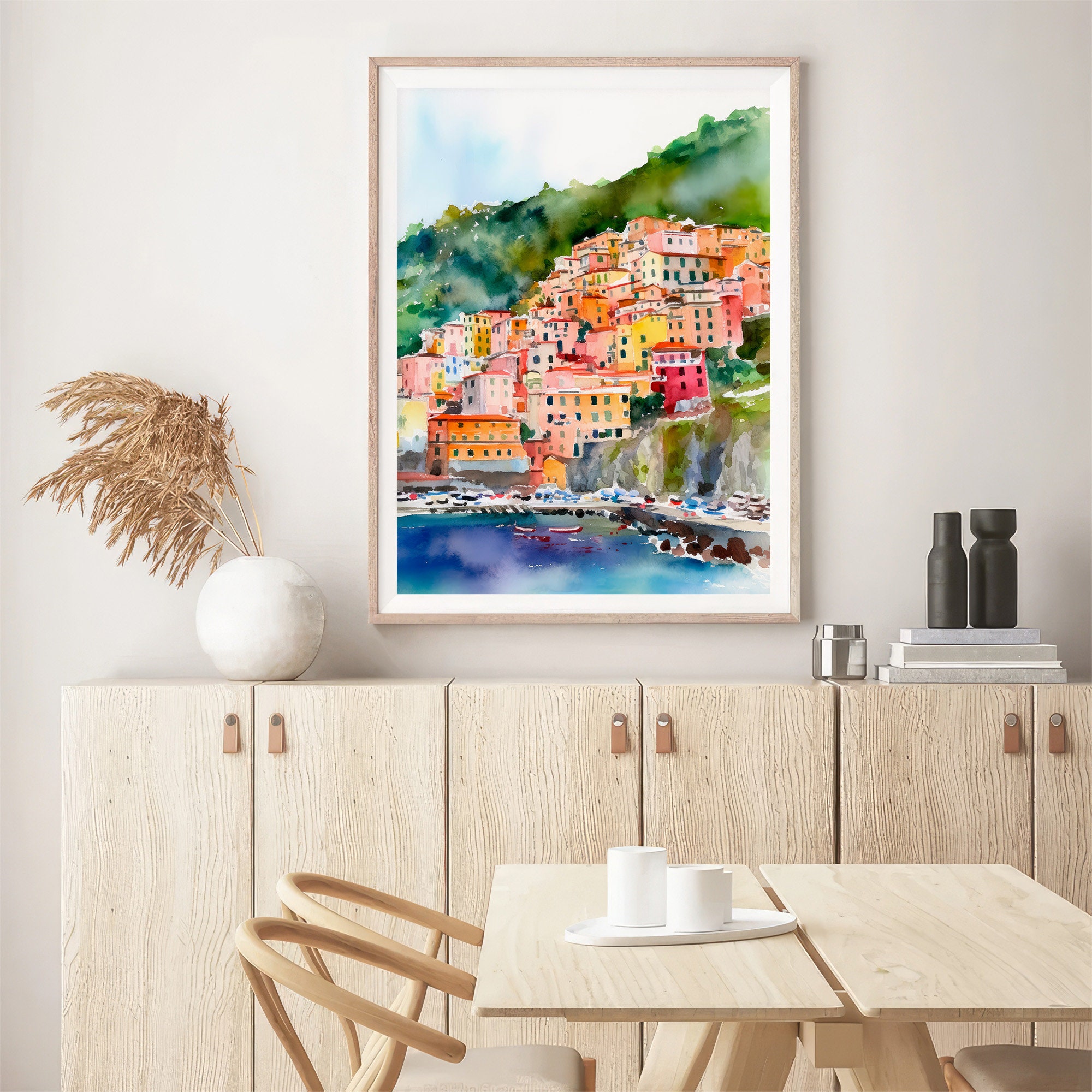 Positano Watercolor Painting Italy Landscape Art Print Cityscape ...
