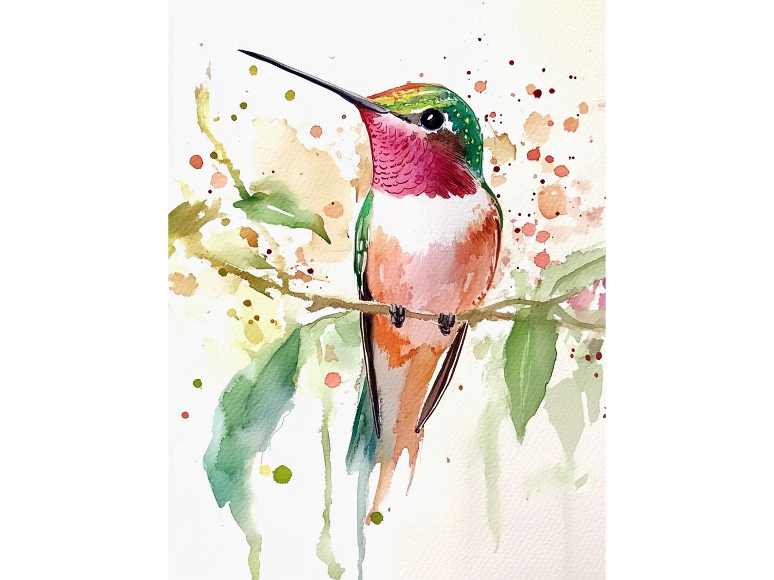 Hummingbird Watercolor Art Print Small Birds Watercolor Painting ...