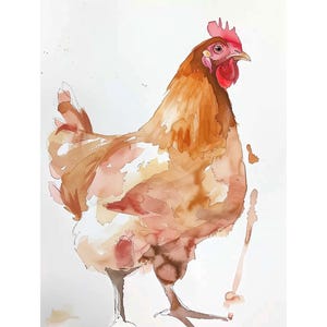 Chicken Hen Watercolor Painting Chicken Art Print Farm Birds Artwork ...