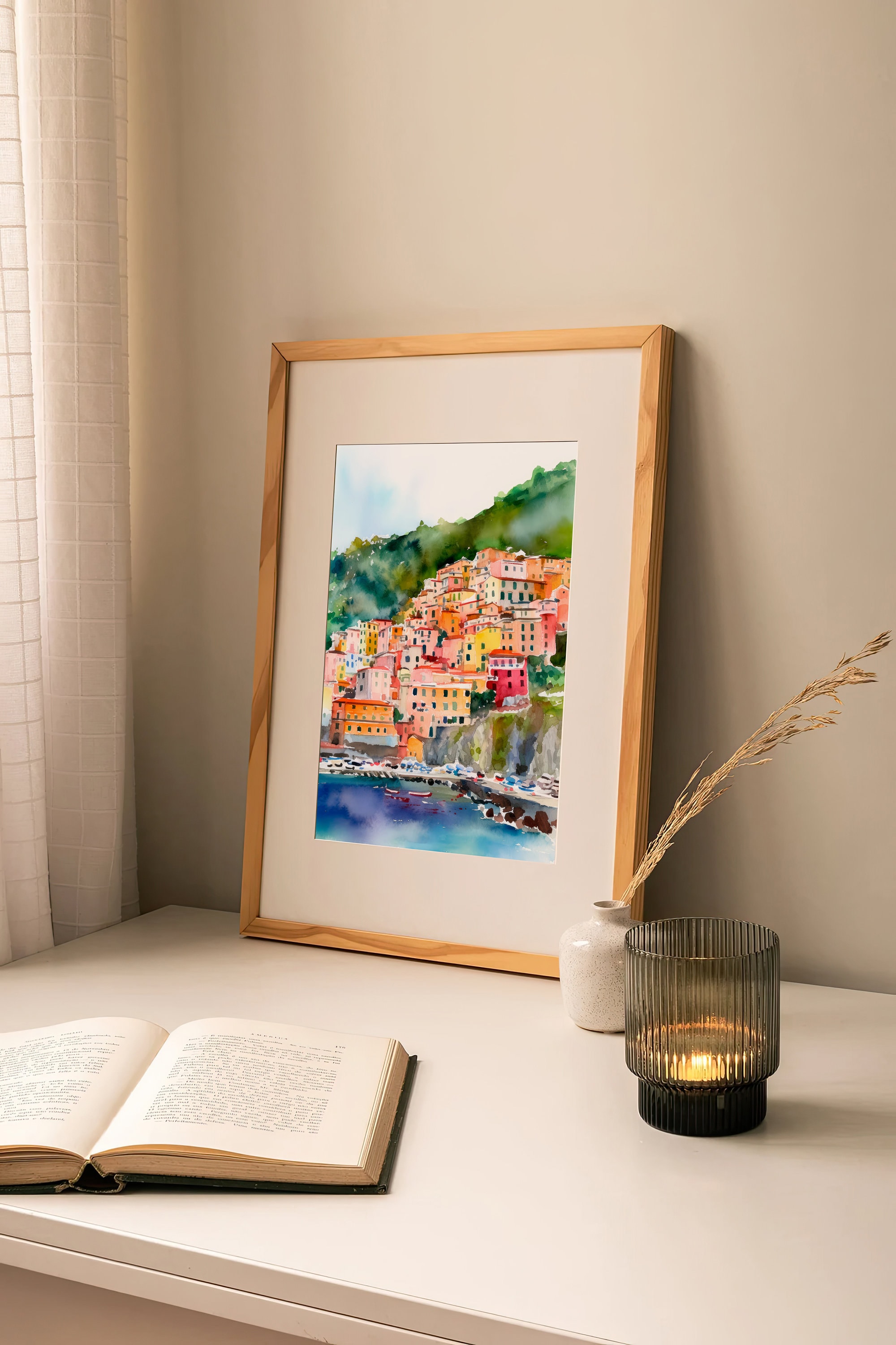 Positano Watercolor Painting Italy Landscape Art Print Cityscape ...