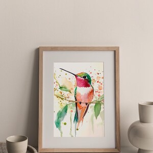Hummingbird Watercolor Art Print Small Birds Watercolor Painting ...