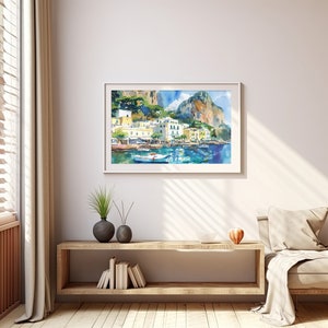 Capri Island Watercolor Painting Italian Seascape Artprint Italy ...