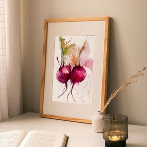 Beetroot Watercolor Print Rustic Kitchen Wall Art Farmhouse Vegetable ...