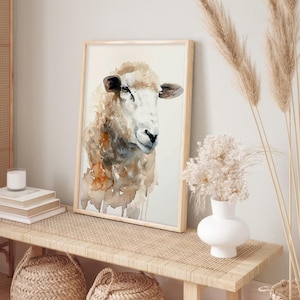 Sheep Watercolor Painting Farm Animals Watercolor Art Print Rustic Wall ...