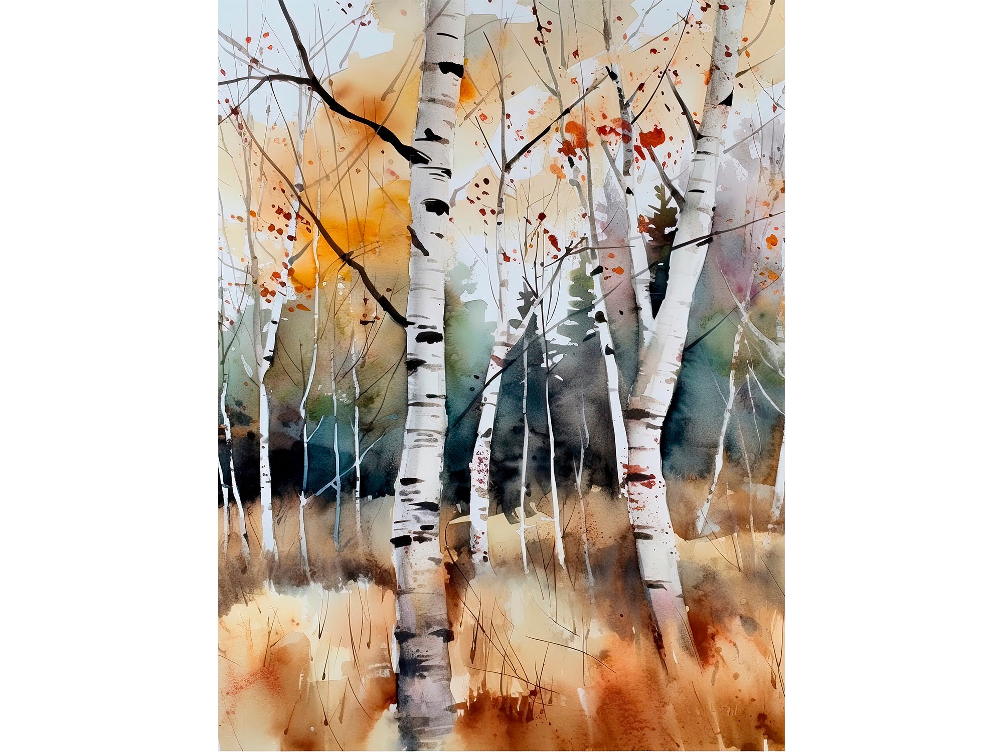 Birch Trees Watercolor Painting Aspen Landscape Art Print Forest Artwork - Etsy