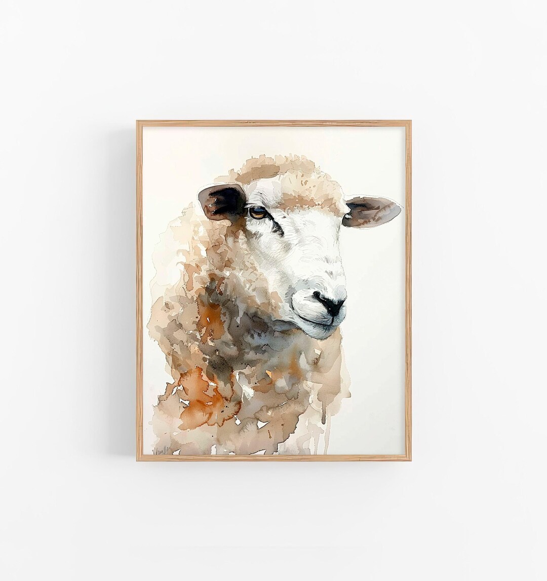 Sheep Watercolor Painting Farm Animals Watercolor Art Print Rustic Wall ...