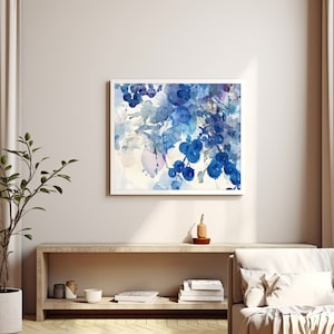 Blueberry Watercolor Art Print Berry Watercolor Painting Botanical Wall ...