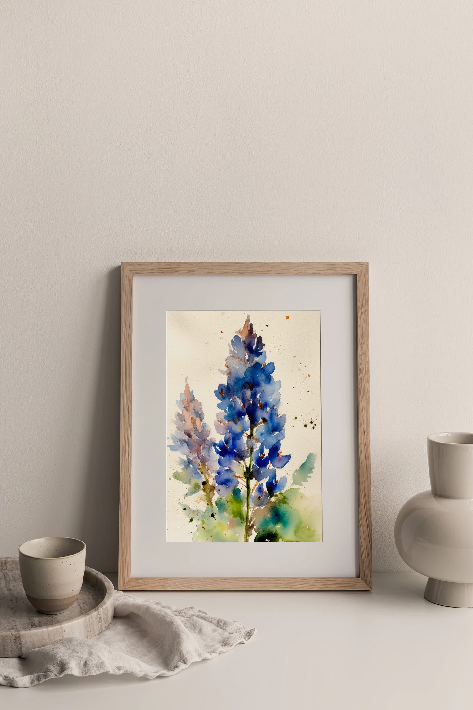 Bluebonnet Flowers Art Print Floral Artwork Flowers Watercolor Art - Etsy
