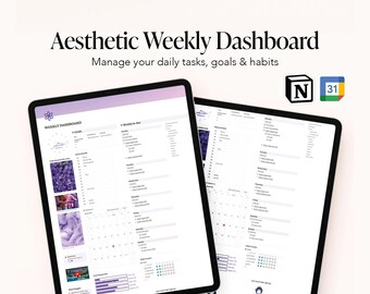 Notion Template Digital Planner Weekly Dashboard - Etsy