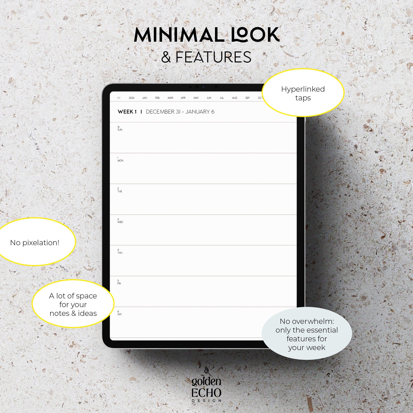 Simple Digital Planner 2024 I Minimalist Weekly Planner I Weekly ...