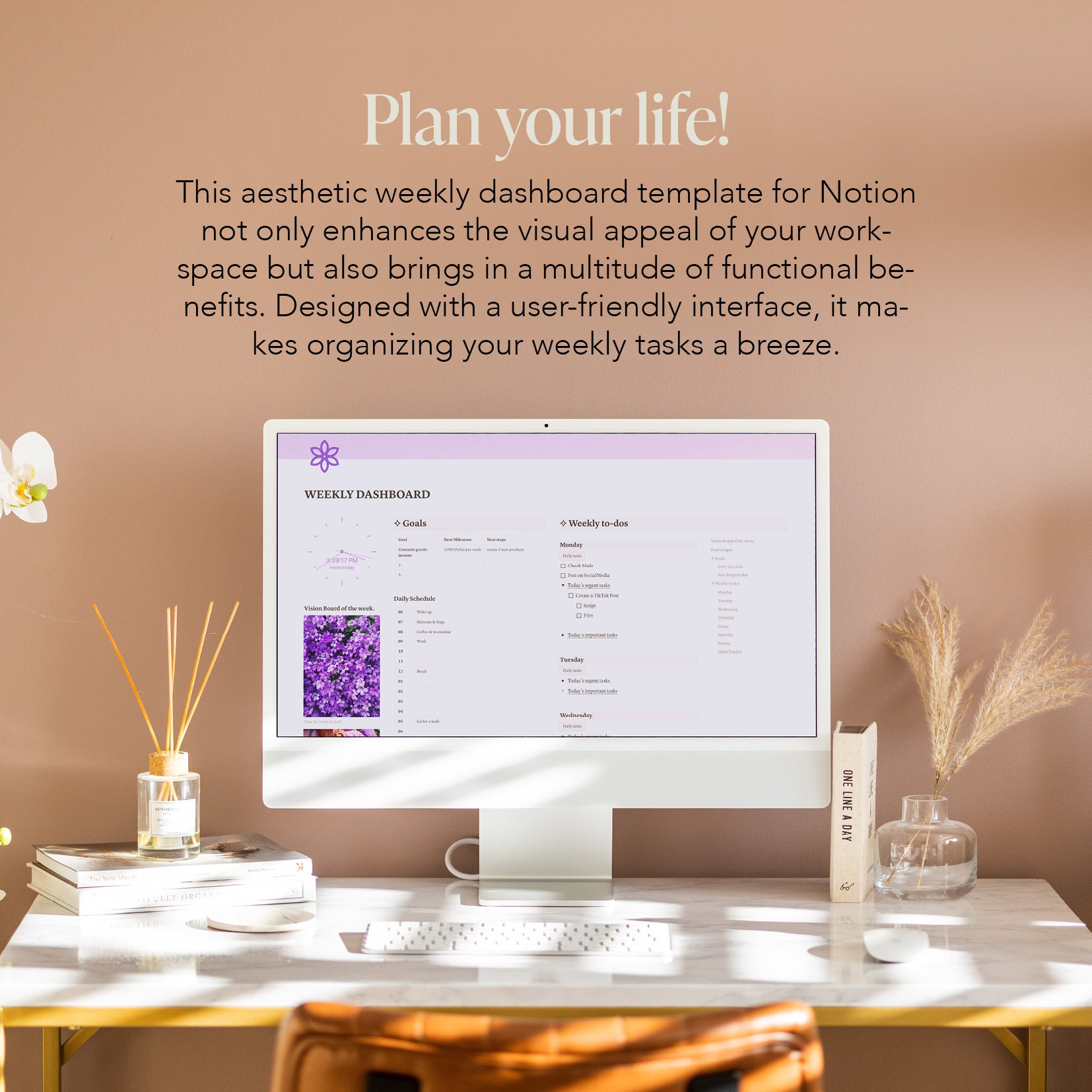Notion Template Weekly Planner I Aesthetic Weekly Dashboard Template ...