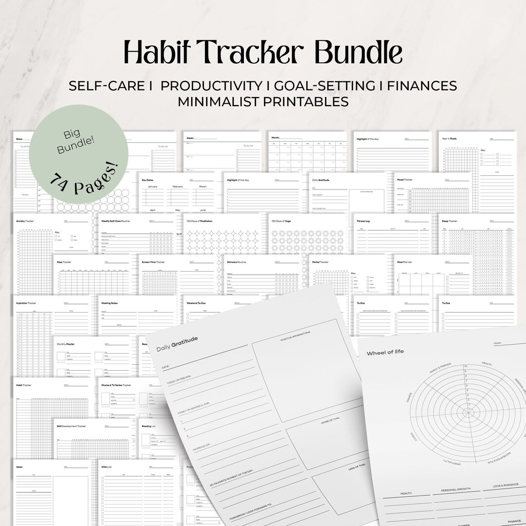 Habit Tracker Printable Bundle Printable Planner Goal Tracker, Fitness ...