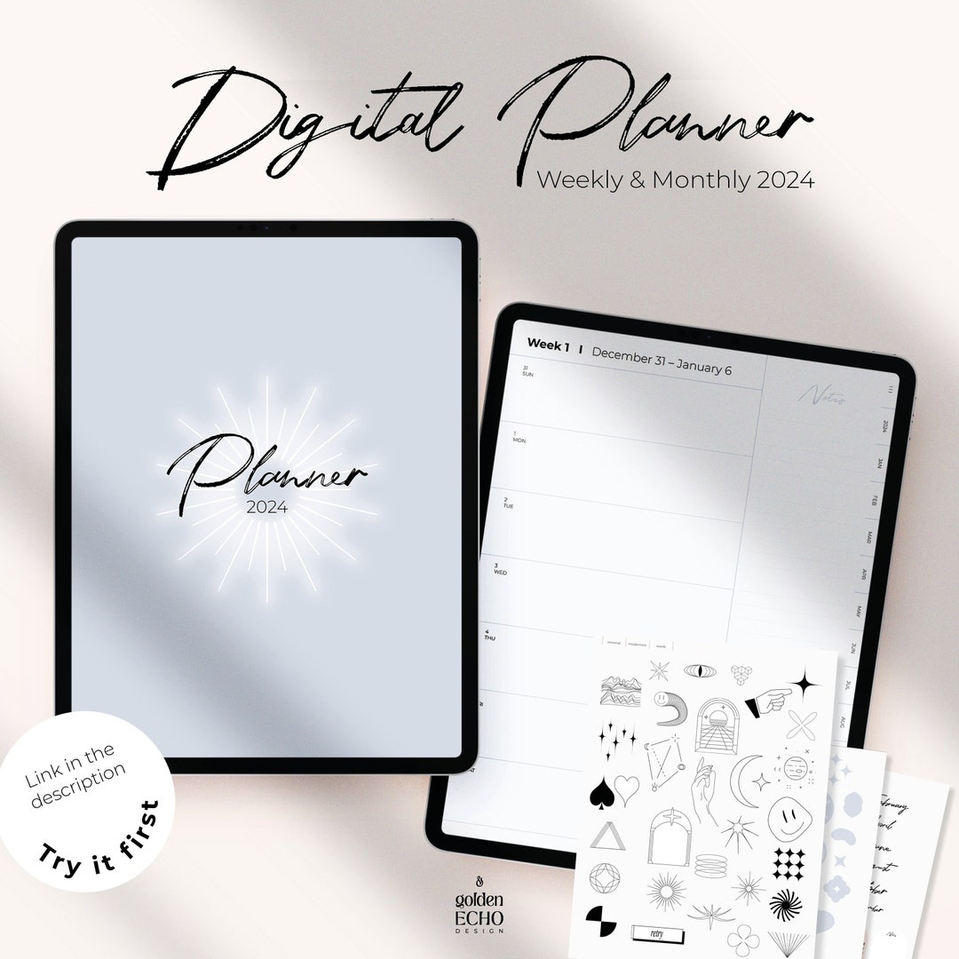 Simple Digital Planner Digital Stickers I Digital Weekly Planner 2024 ...