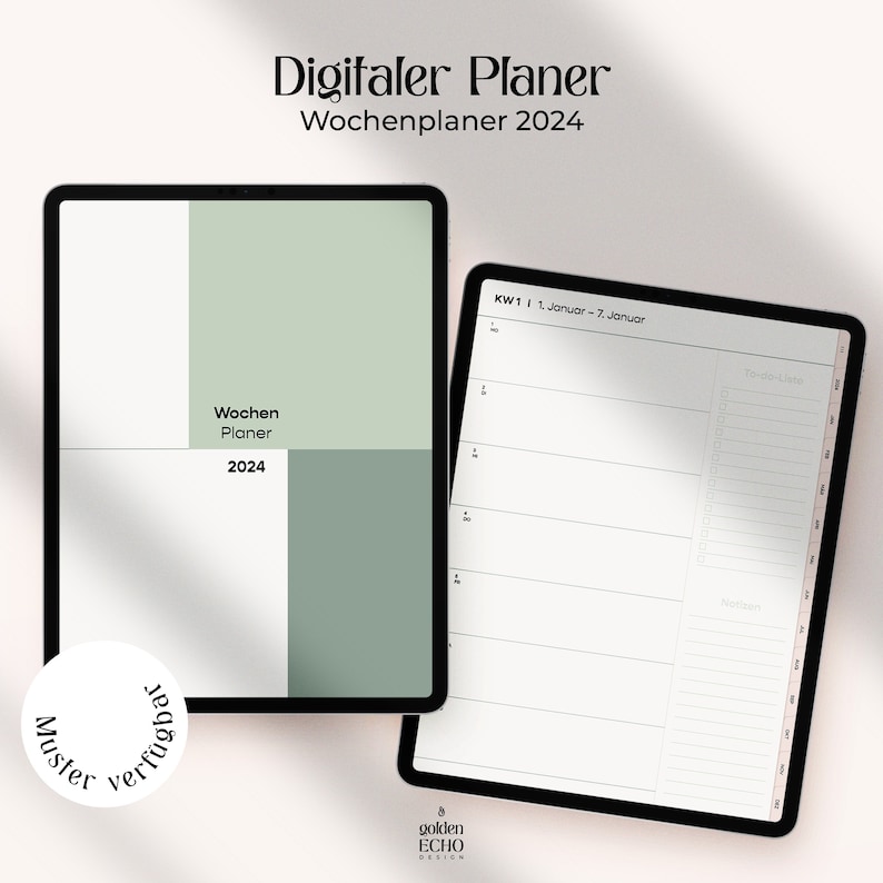Digitaler Planer deutsch 2024 I Digitaler Kalender 2024 ...