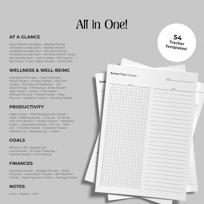 Habit Tracker Printable Bundle Printable Planner Goal Tracker, Fitness ...