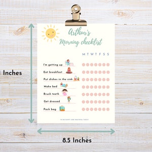Morning Afternoon and Evening Checklist Printable, Editable Chore Chart ...