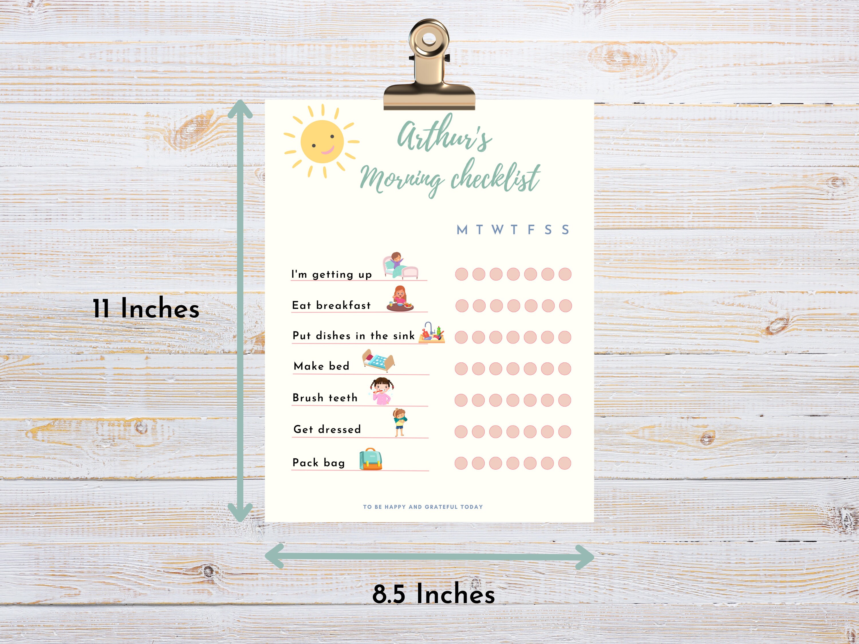 Morning Afternoon and Evening Checklist Printable, Editable Chore Chart ...
