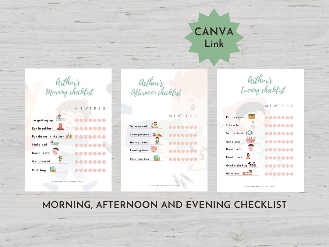Kids Daily and Responsability Checklist, Editable Chore Chart, for ...