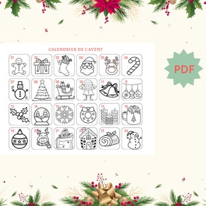 Calendrier De L'avent De Noël, à Colorier, Pour Enfants, En PDF, Compte ...