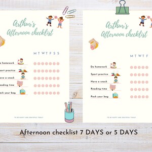 Morning Afternoon and Evening Checklist Printable, Editable Chore Chart ...