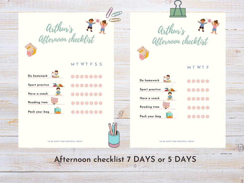 Morning Afternoon and Evening Checklist Printable, Editable Chore Chart ...