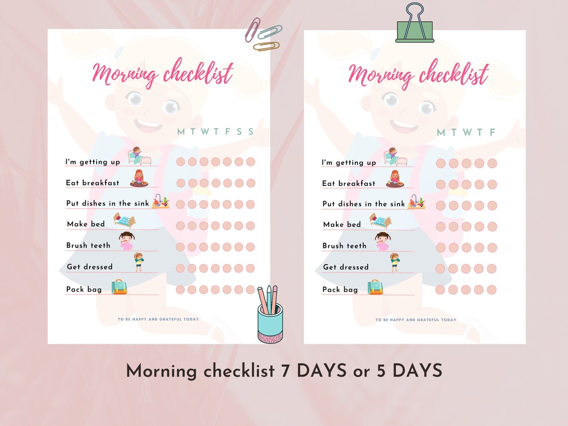 Editable in PDF, Morning Afternoon and Evening Checklist Printable ...