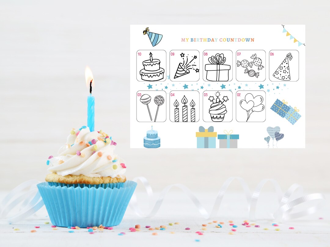 Coloring Birthday Calendar, Editable in PDF, Birthday Countdown ...