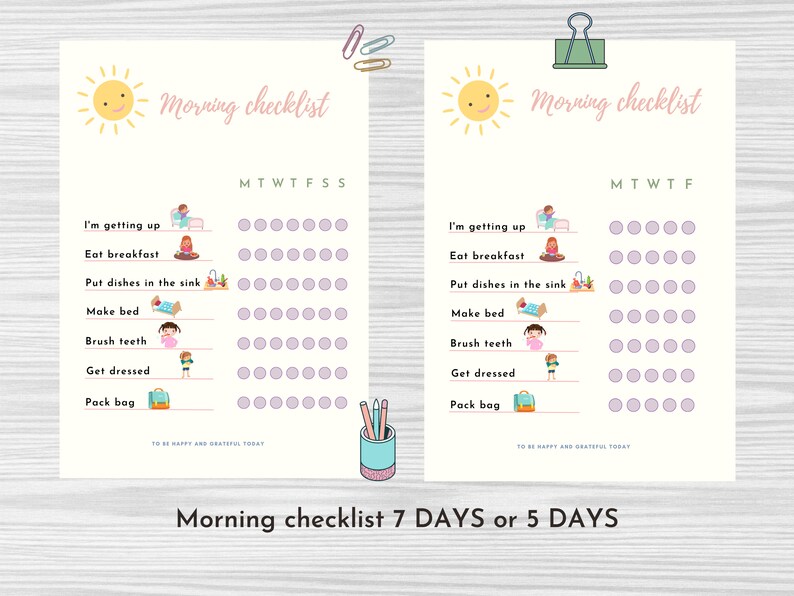 Editable in PDF, Morning Afternoon and Evening Checklist Printable ...