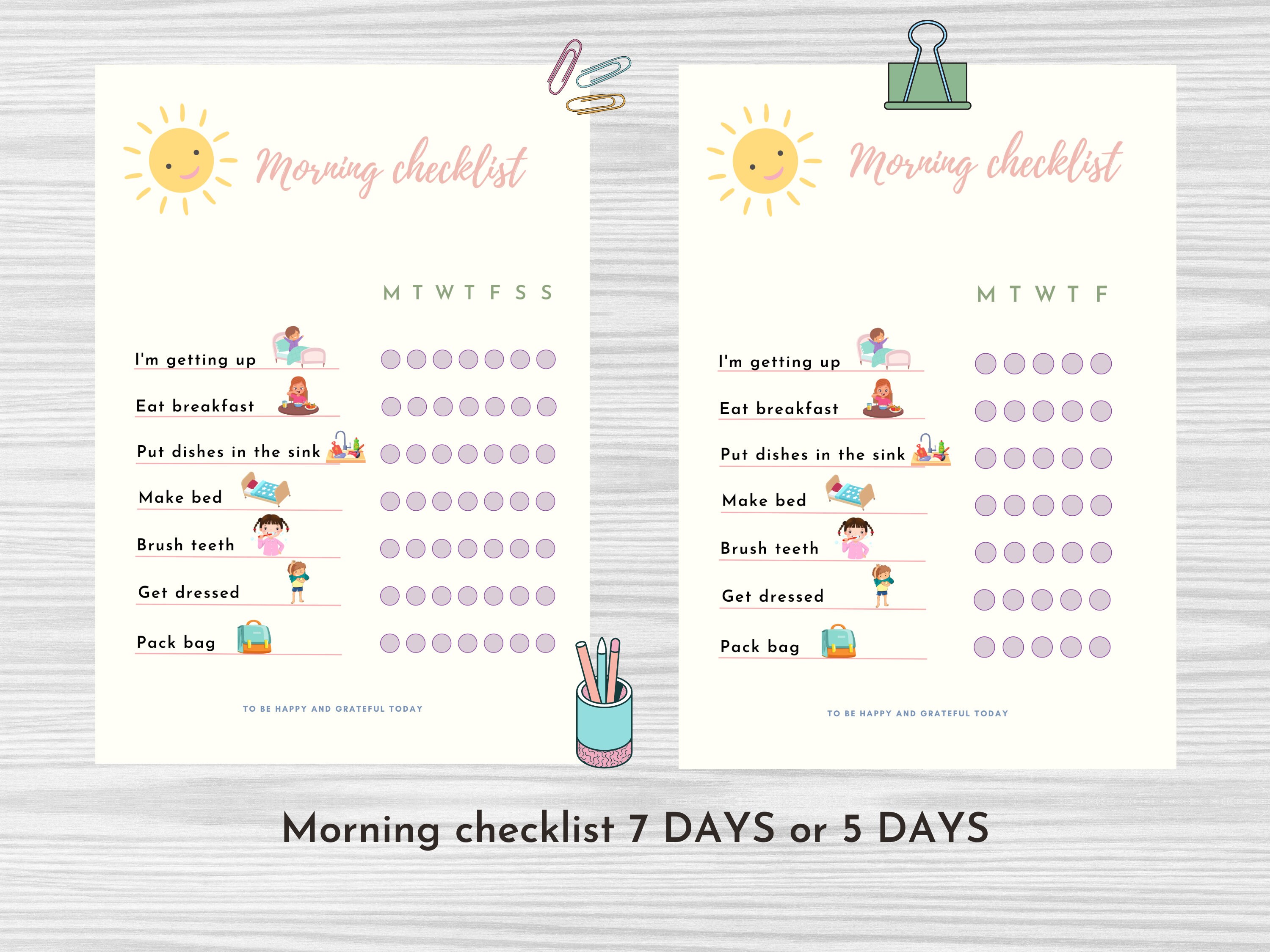 Editable in PDF, Morning Afternoon and Evening Checklist Printable ...