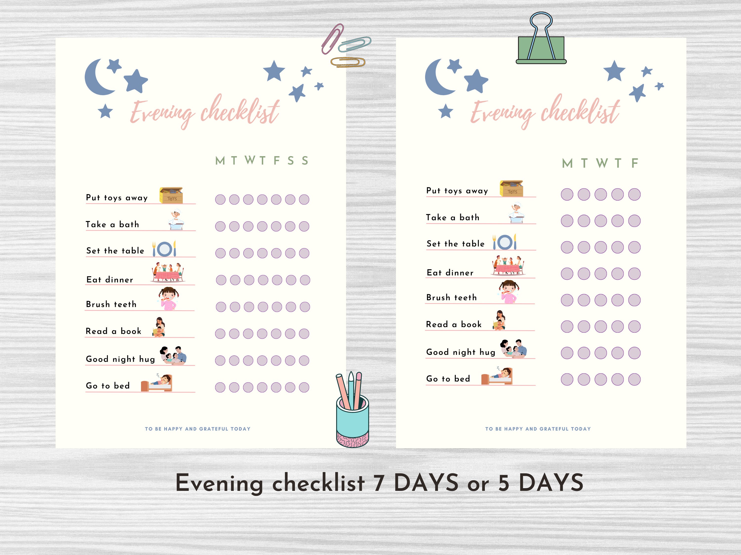 Editable in PDF, Morning Afternoon and Evening Checklist Printable ...