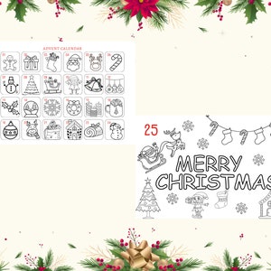 Coloring Christmas Advent Calendar, for Kids, Editable in PDF ...