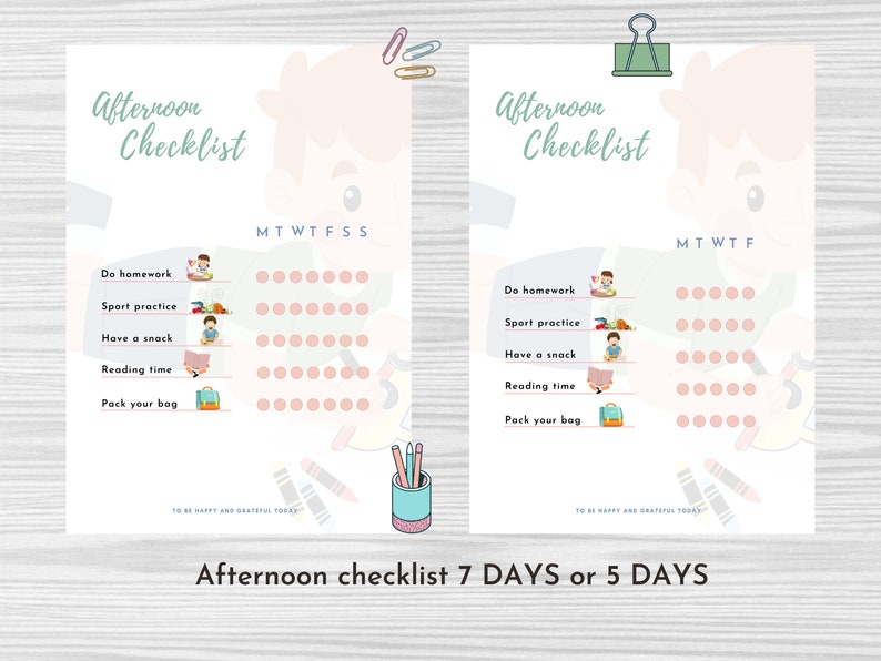 Editable in PDF, Morning Afternoon and Evening Checklist Printable, Editable Chore Chart, Kids ...