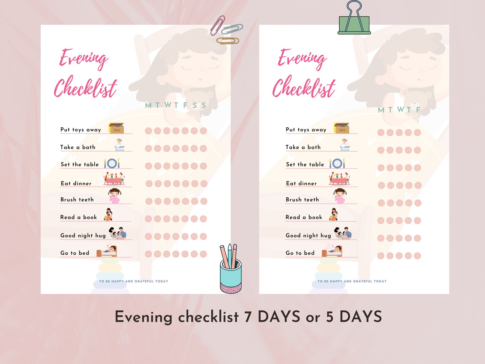 Editable in PDF, Morning Afternoon and Evening Checklist Printable ...