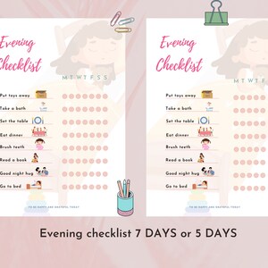Editable in PDF, Morning Afternoon and Evening Checklist Printable ...