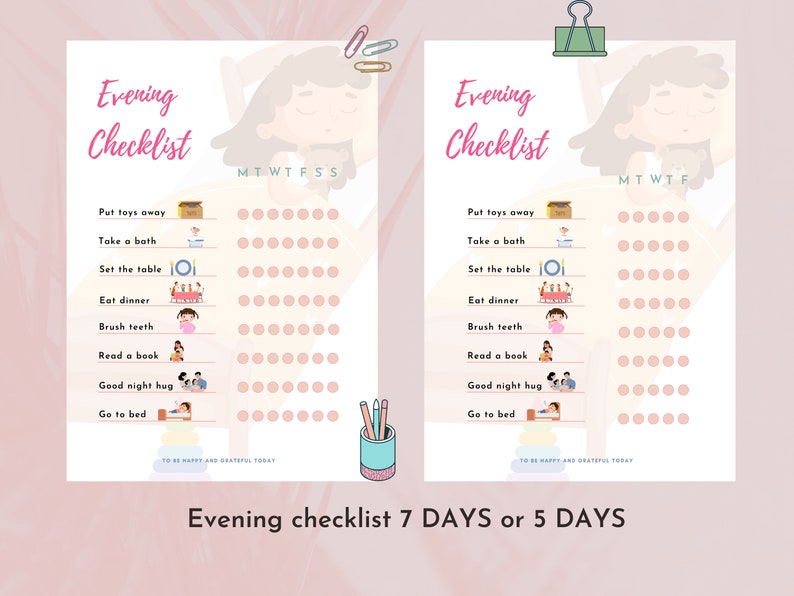Editable in PDF, Morning Afternoon and Evening Checklist Printable ...